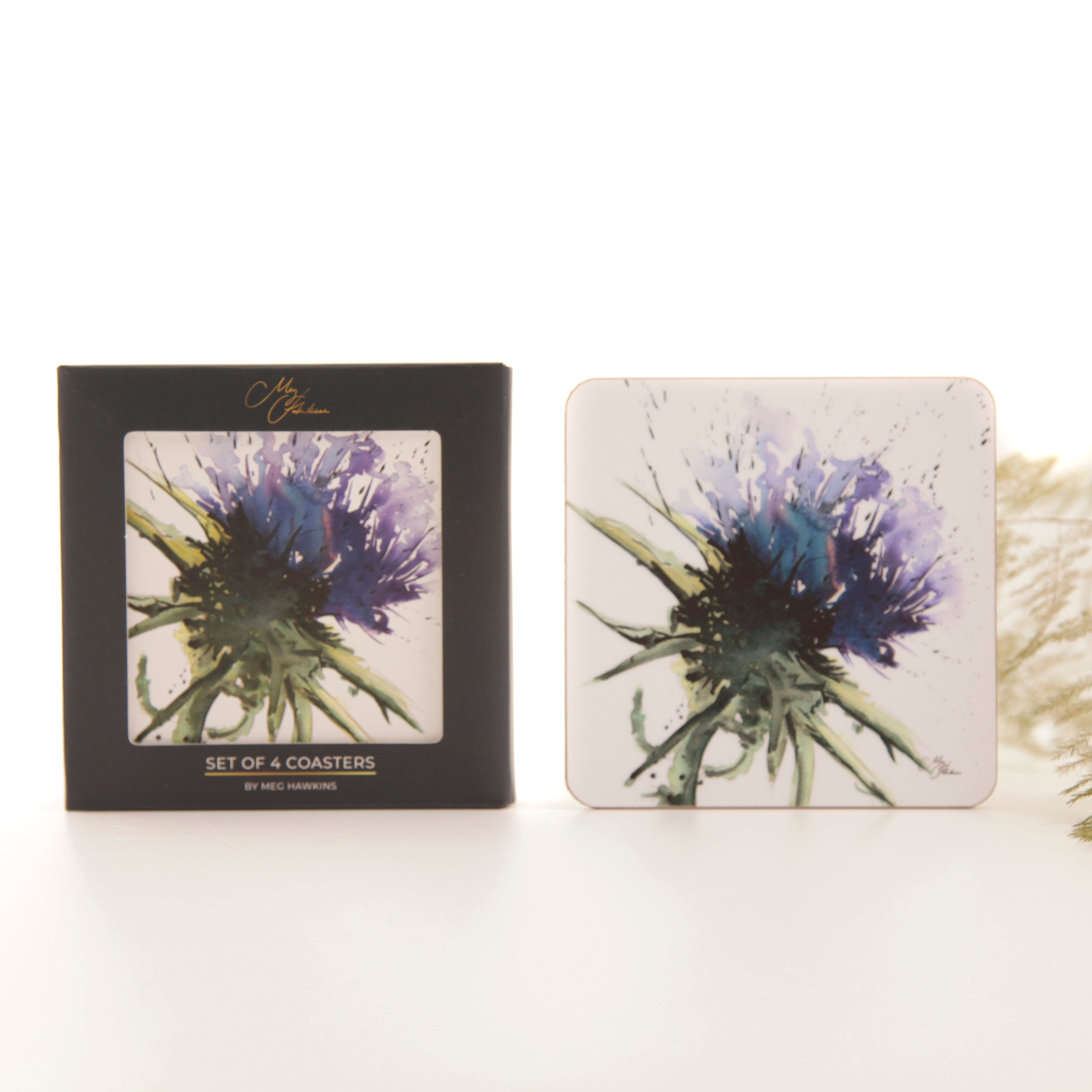 The Thistles - Thistle Watercolour Design Coasters